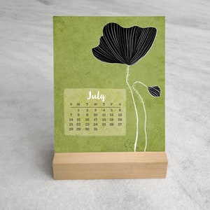 2024 Desk Calendar With Wood Stand, Flora Desk Calendar 2024, Standard ...