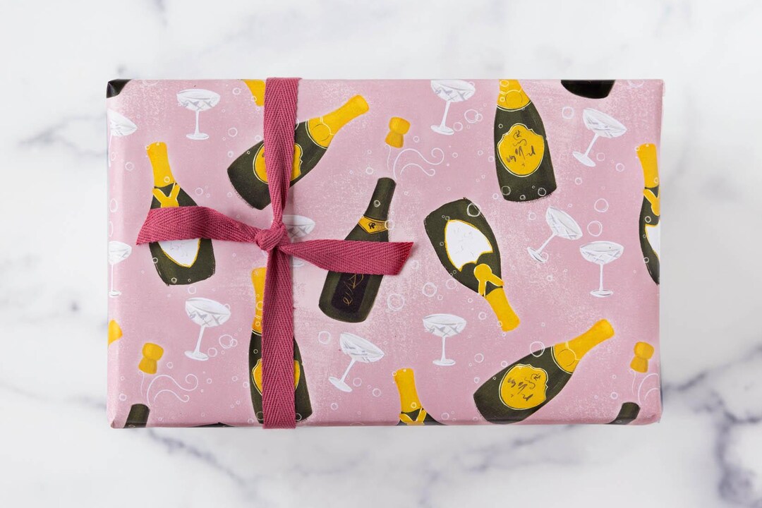 Champagne Gift Wrap: Wedding & Engagement Wrapping Paper, 3 Sheets - Etsy