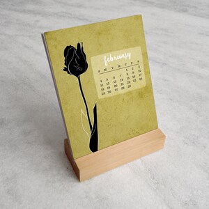 2024 Desk Calendar With Wood Stand, Flora Desk Calendar 2024, Standard ...