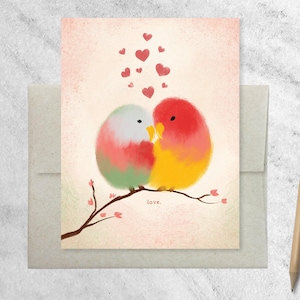 Love Birds Card With Kraft Envelope | Valentine's Day | Anniversary ...