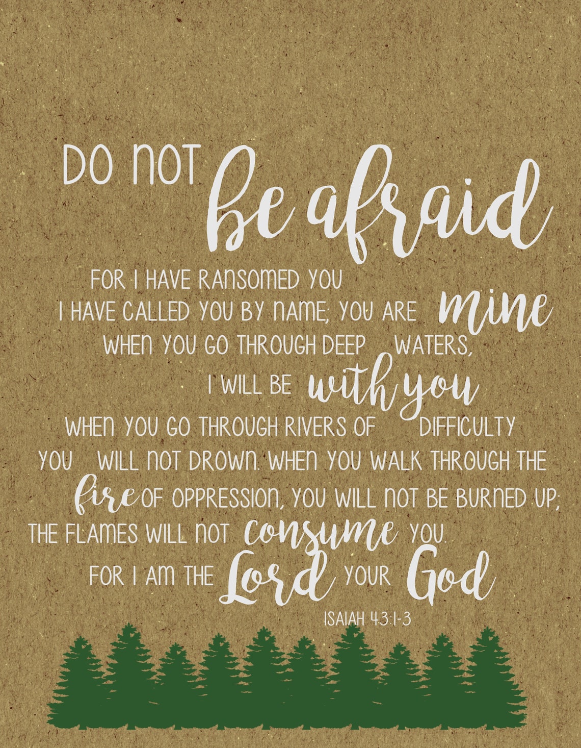 Do Not Be Afraid- Art Print, Instant Download, Inspirational, Scripture ...