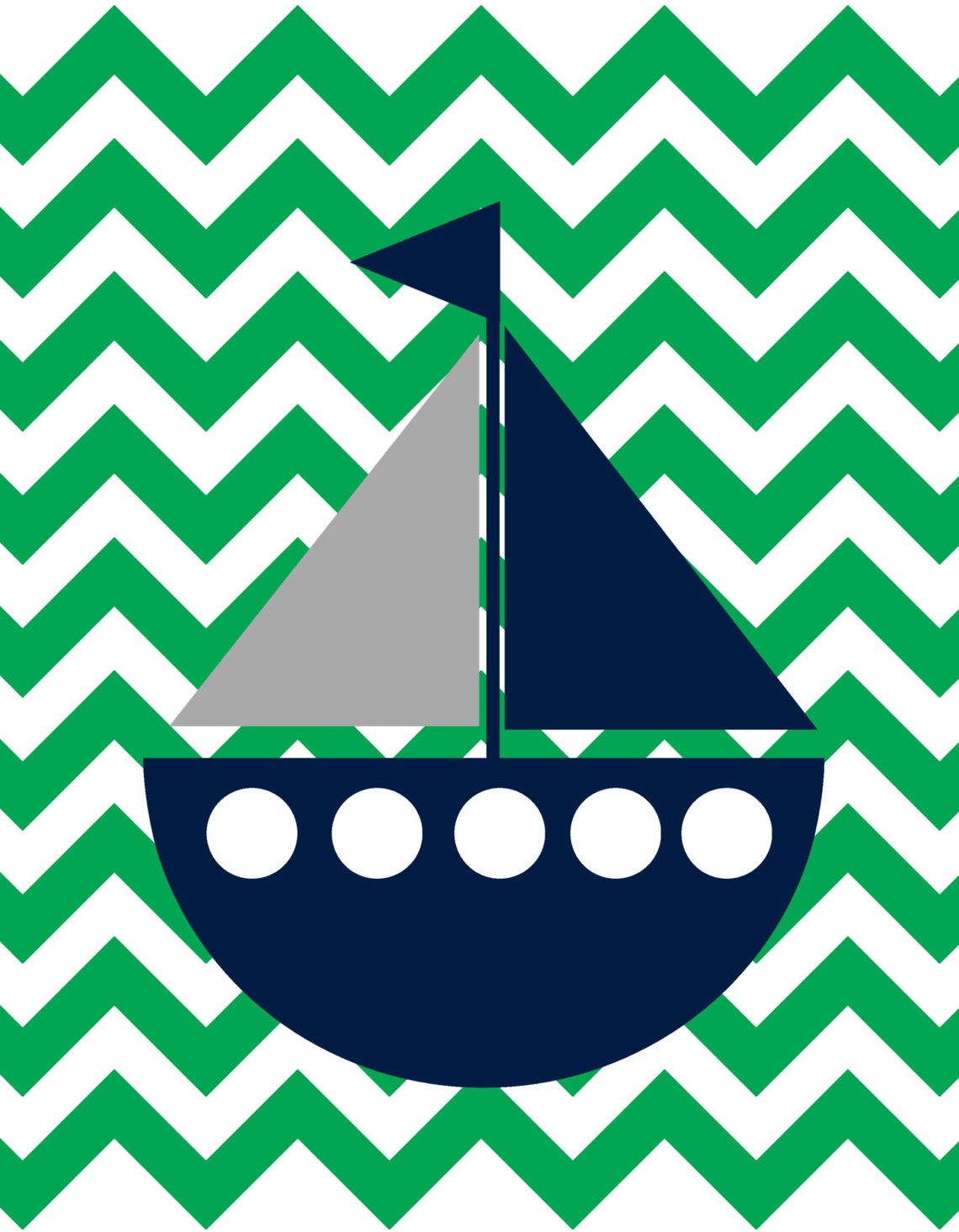 Nautical Theme Prints in Navy & Green - Etsy