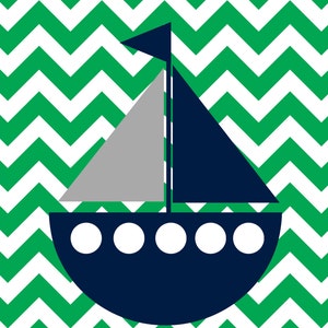 Nautical Theme Prints in Navy & Green - Etsy