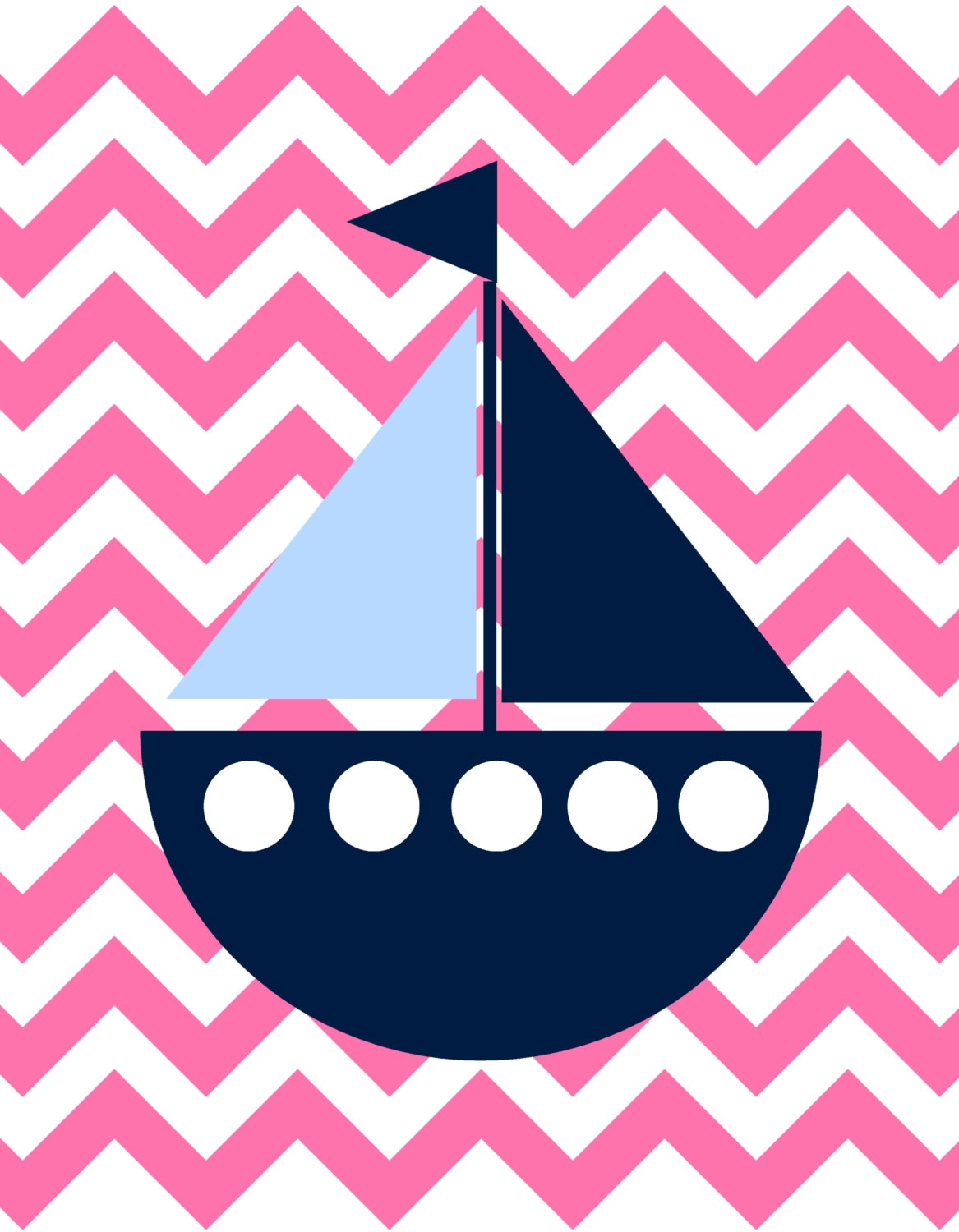 Nautical Theme Prints in Navy & Pink Chevron - Etsy