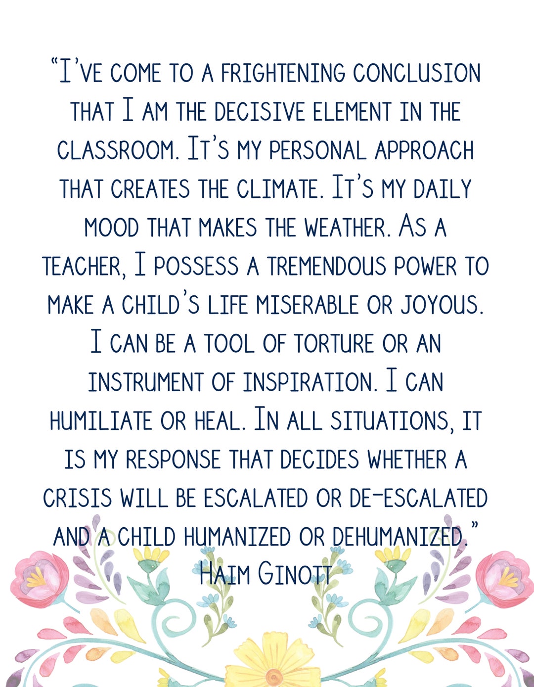 Teachers Purpose - Haim Ginott Quote - Art Print, Instant Download ...