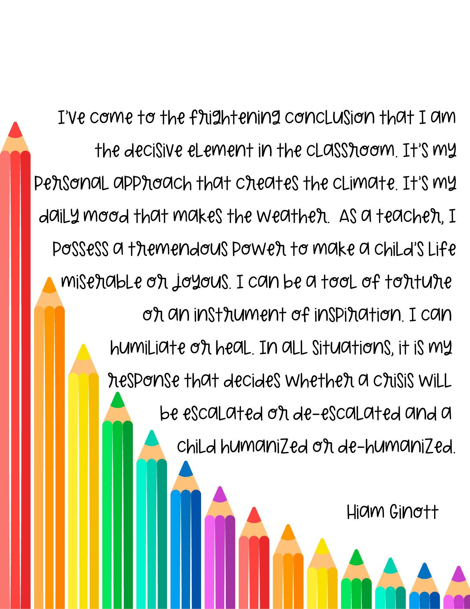 Teachers Purpose - Haim Ginott Quote - Art Print, Instant Download ...