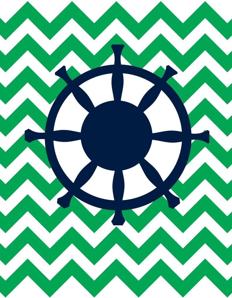 Nautical Theme Prints in Navy & Green - Etsy