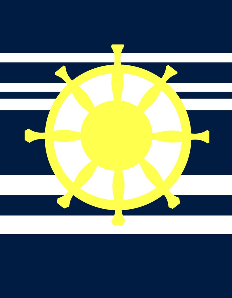 Nautical Theme Prints in Navy & Yellow - Etsy