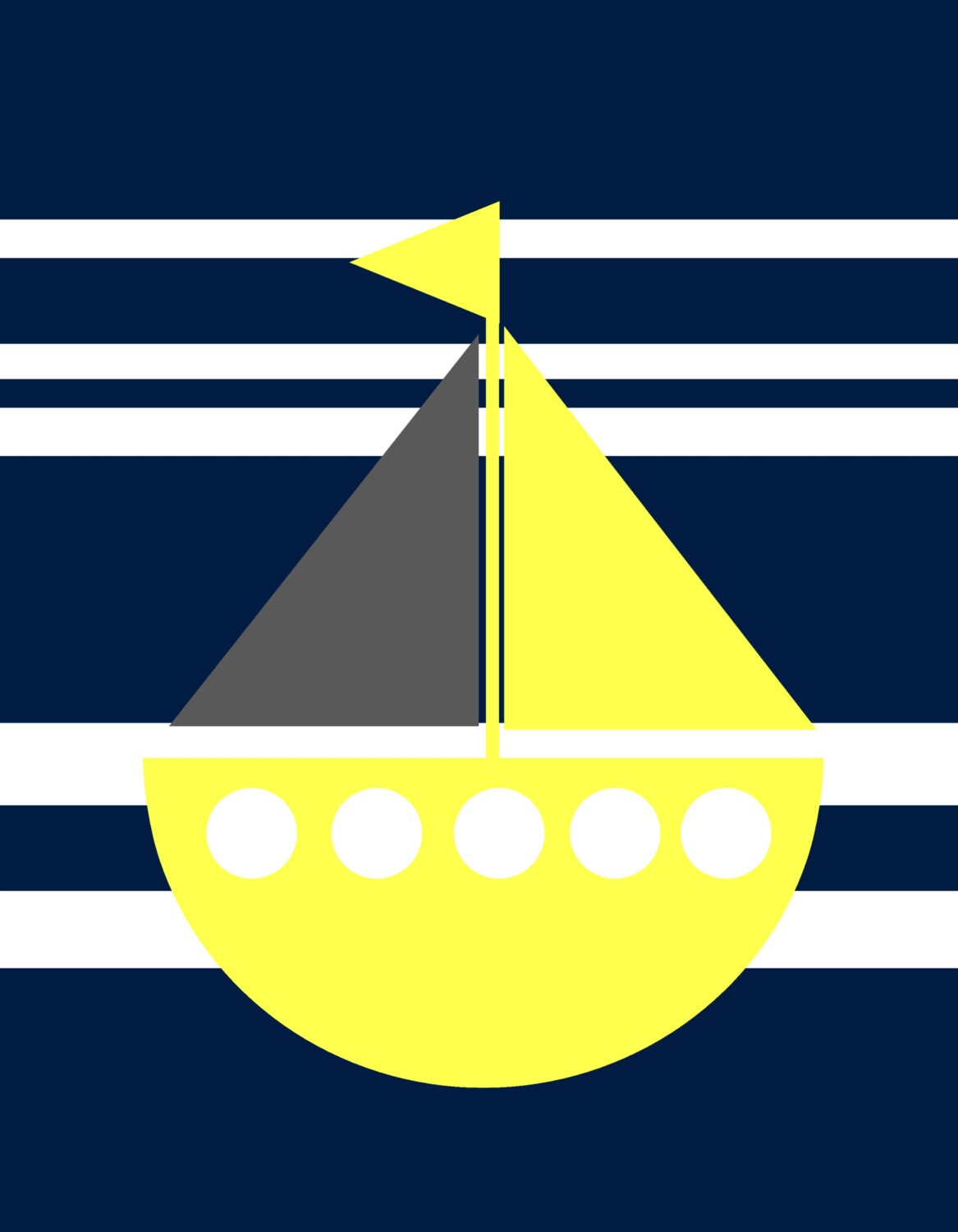 Nautical Theme Prints in Navy & Yellow - Etsy