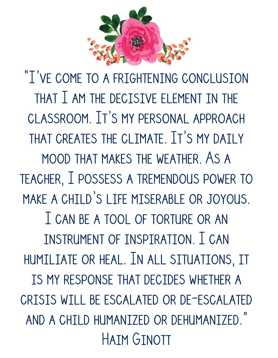Teachers Purpose - Haim Ginott Quote - Art Print, Instant Download ...