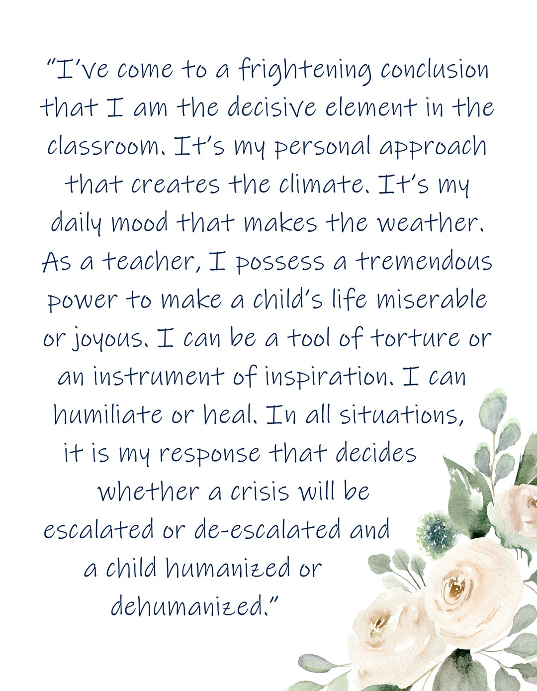 Teachers Purpose - Haim Ginott Quote - Art Print, Instant Download ...