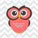 Coral & Gray Chevron Owl Print - Set of 3 - Etsy