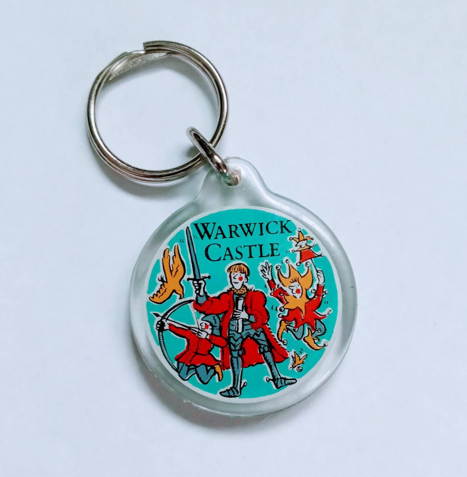 Vintage Warwick Castle keychain with a knight | Etsy