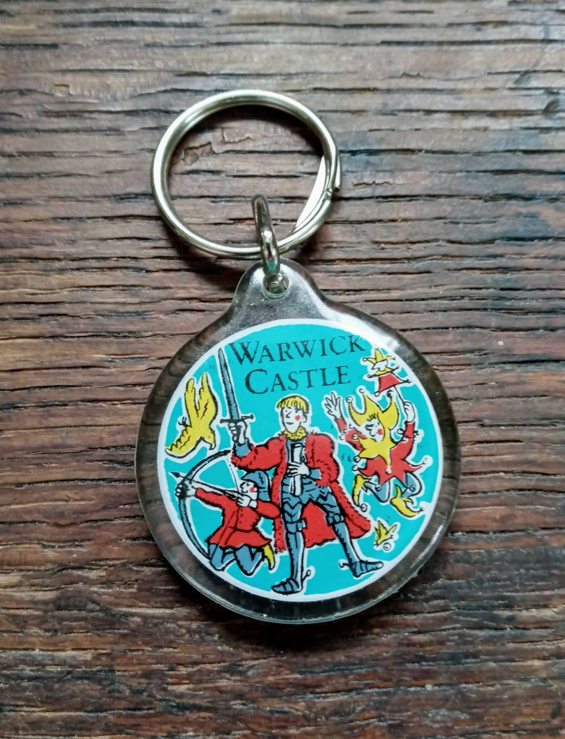 Vintage Warwick Castle keychain with a knight | Etsy