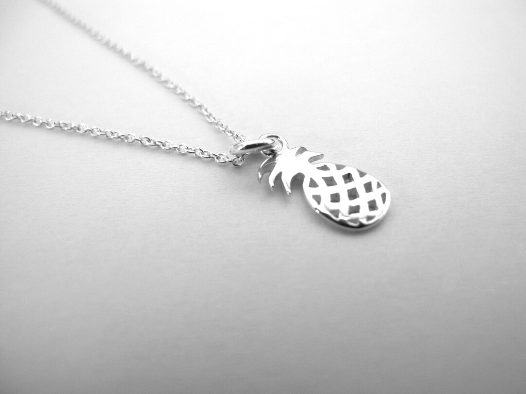 Pineapple Charm - Sterling Silver Pineapple Necklace on Delicate Chain ...