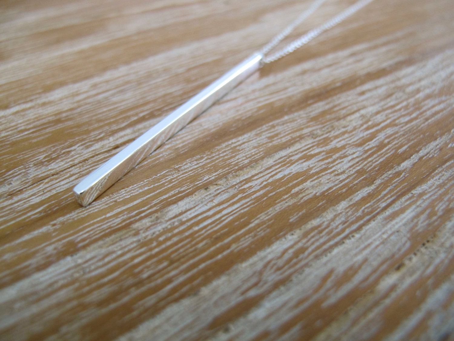 Silver Bar Necklace Delicate Silver Pendant on Fine Chain - Etsy