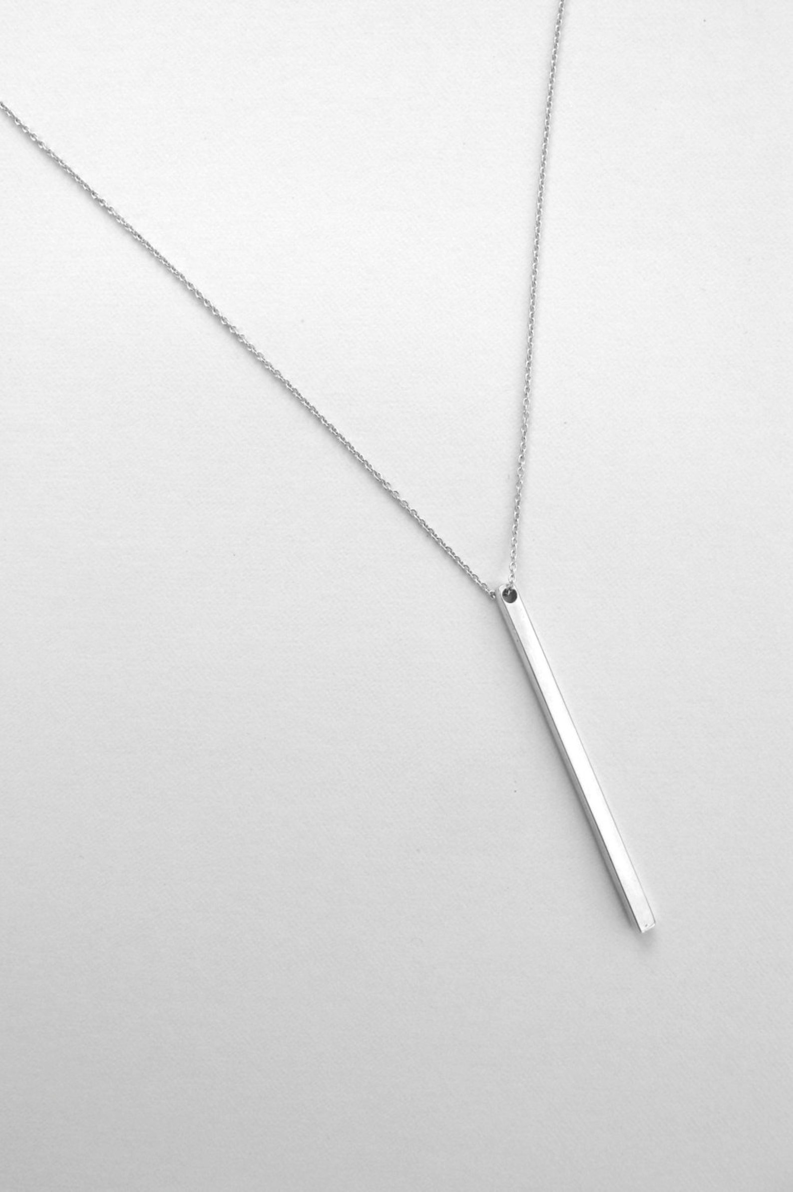 Silver Bar Necklace Delicate Silver Pendant on Fine Chain - Etsy