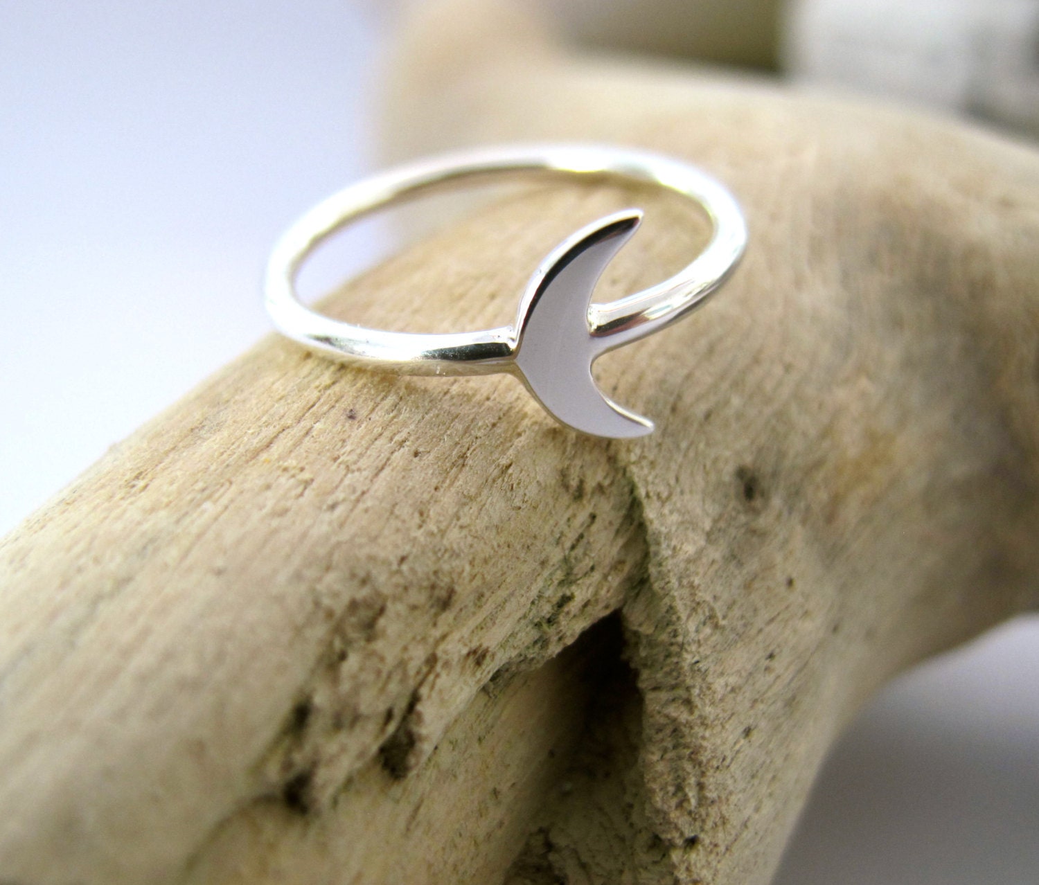Crescent Moon Sterling Silver Luna Ring | Etsy