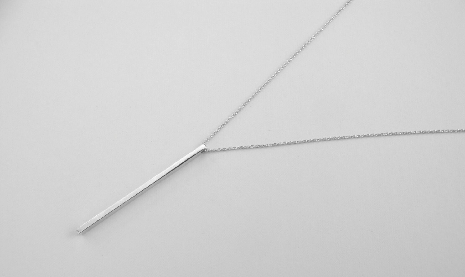Silver Bar Necklace Delicate Silver Pendant on Fine Chain - Etsy