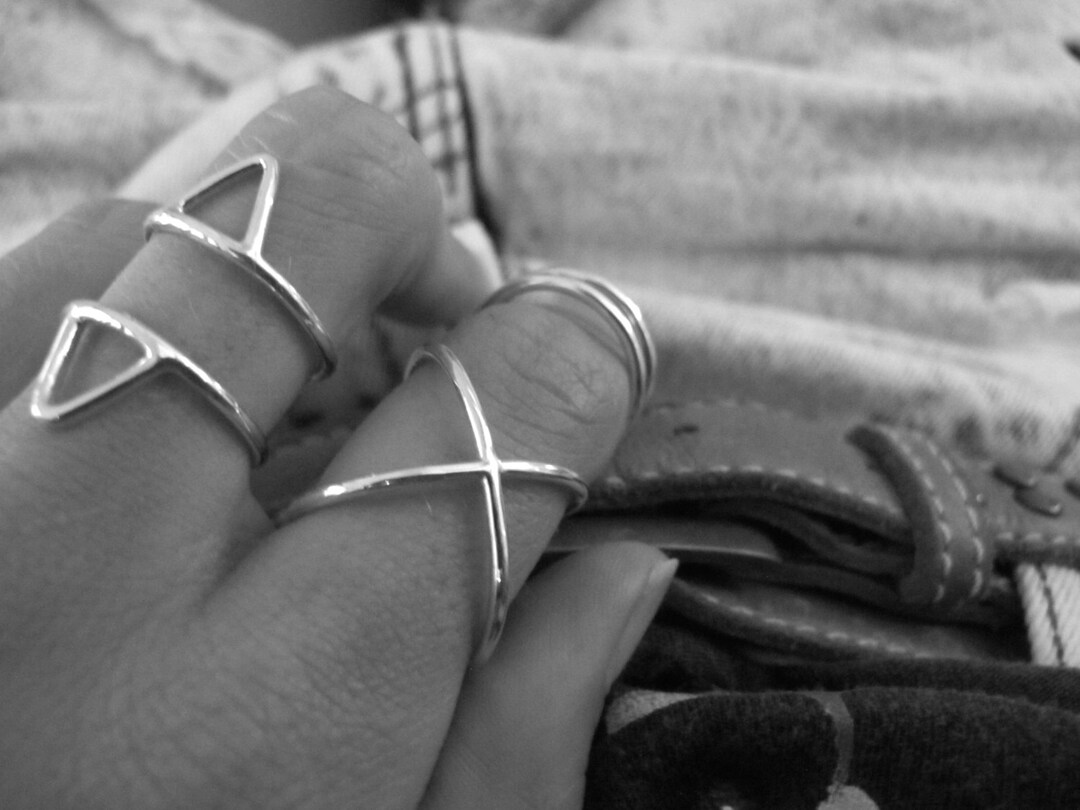 Sterling Silver Ring Roman Triangle Ring Tripple Triangle Ring - Etsy