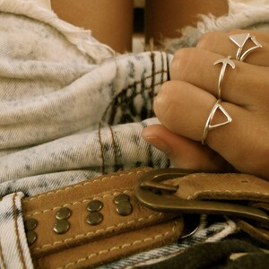 Sterling Silver Triangle Ring Stackable Hollow Triangle on Thin Silver ...