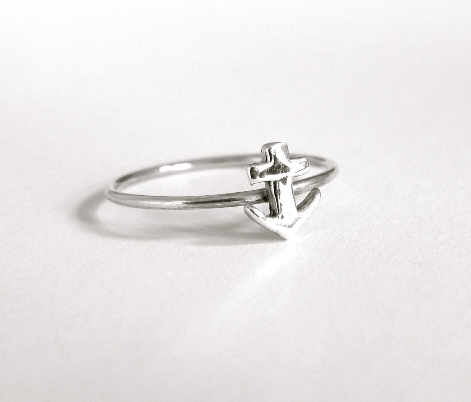 Anchor Ring Nautical Sterling Silver Ring - Etsy