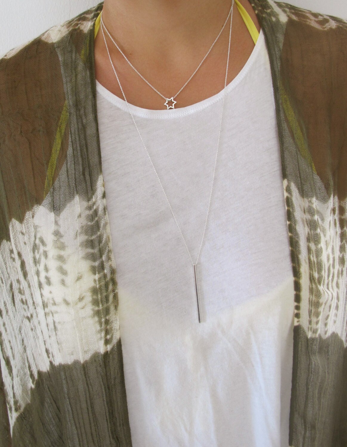 Silver Bar Necklace Delicate Silver Pendant on Fine Chain - Etsy