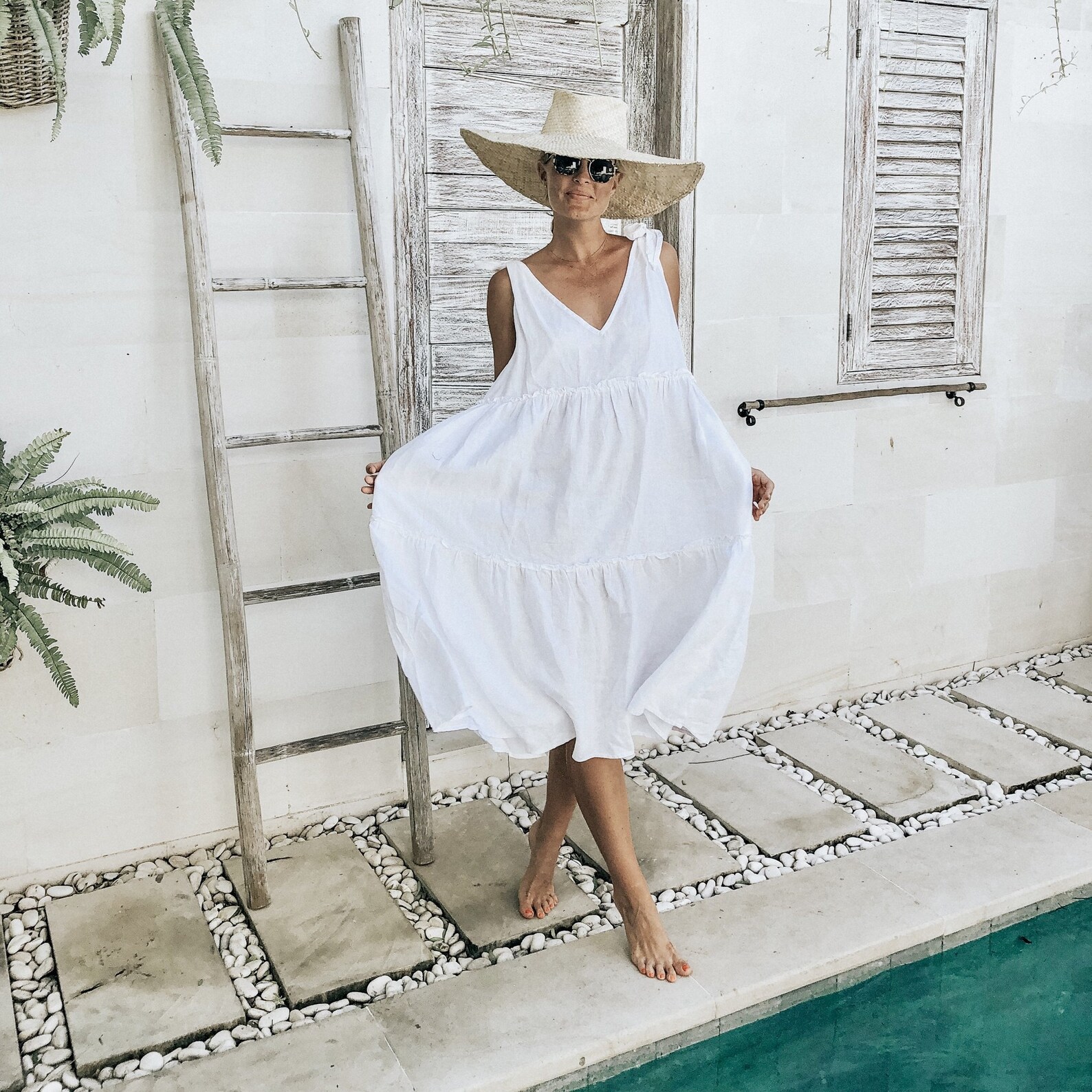 The OSTUNI Dress, Long Linen Tiered Frill Dress by LJC Designs - Etsy