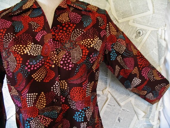 Women's 1960's Asian Mod Polka Dot Flower Power Princ… - Gem