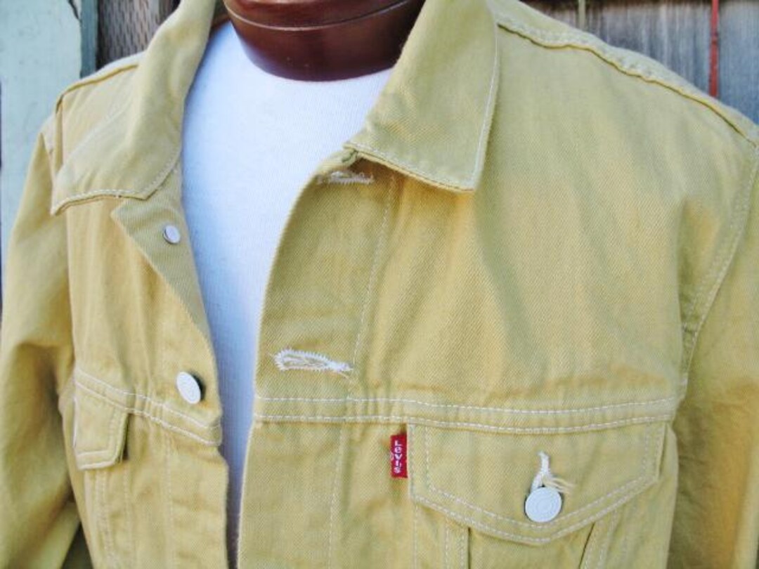 Levi's Mustard Yellow Denim Long Trucker Jacket Large - Etsy