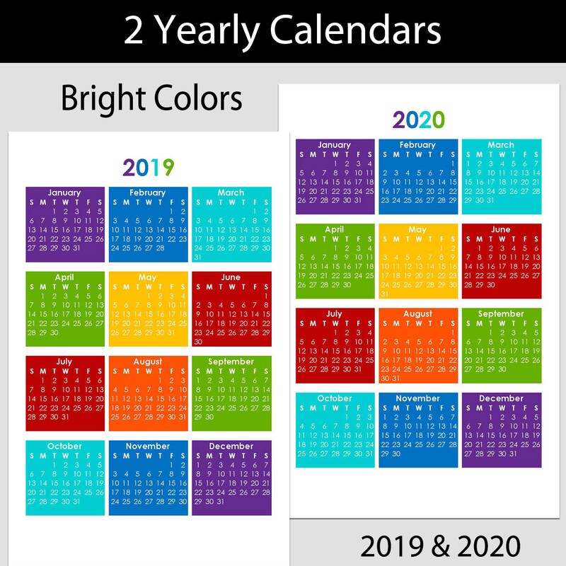 Printable Calendars 2020 - Etsy