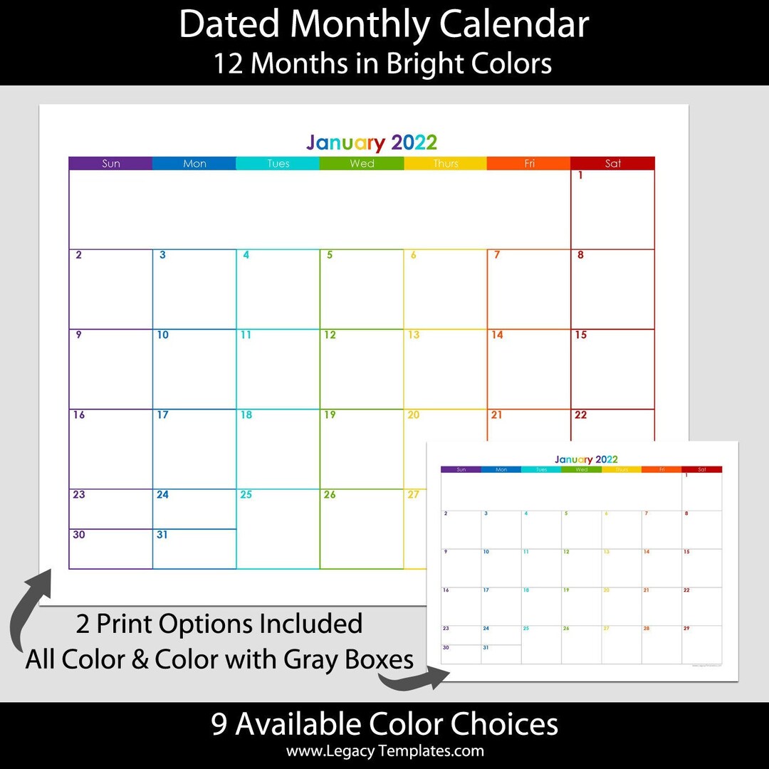 2022 & 2023 24-month Bright Colors Landscape Calendar Letter - Etsy