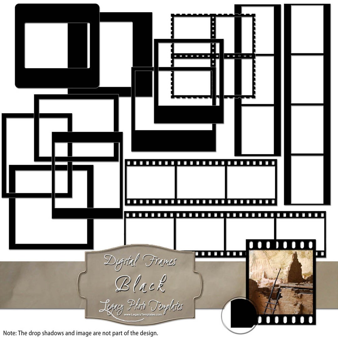 14 Digital Black Frames for Blogging or Scrapbooking - Etsy
