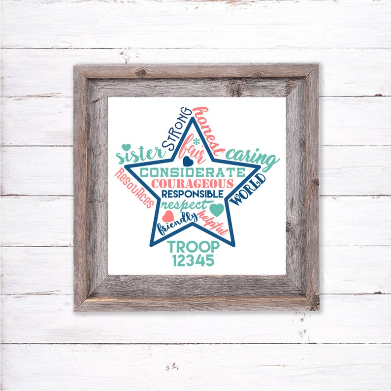 SCOUTS Girl Inspirational STAR With Custom Troop Number for Iron-on ...