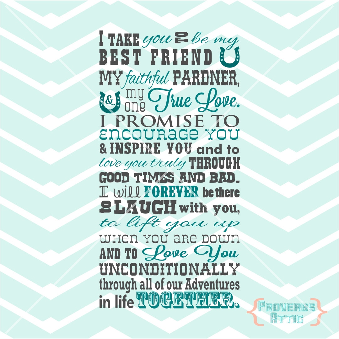 I Take You to Be My Best Friend Quote Western Style Wedding Vows ...