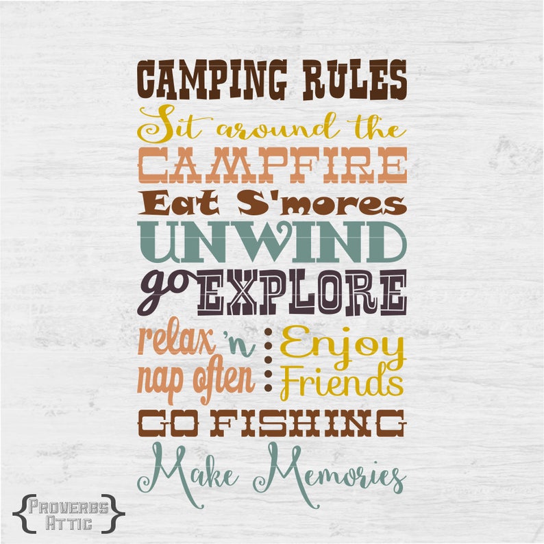 CAMPING RULES Campground Camp Outside Sign Vinyl Art Decal Cutting ...