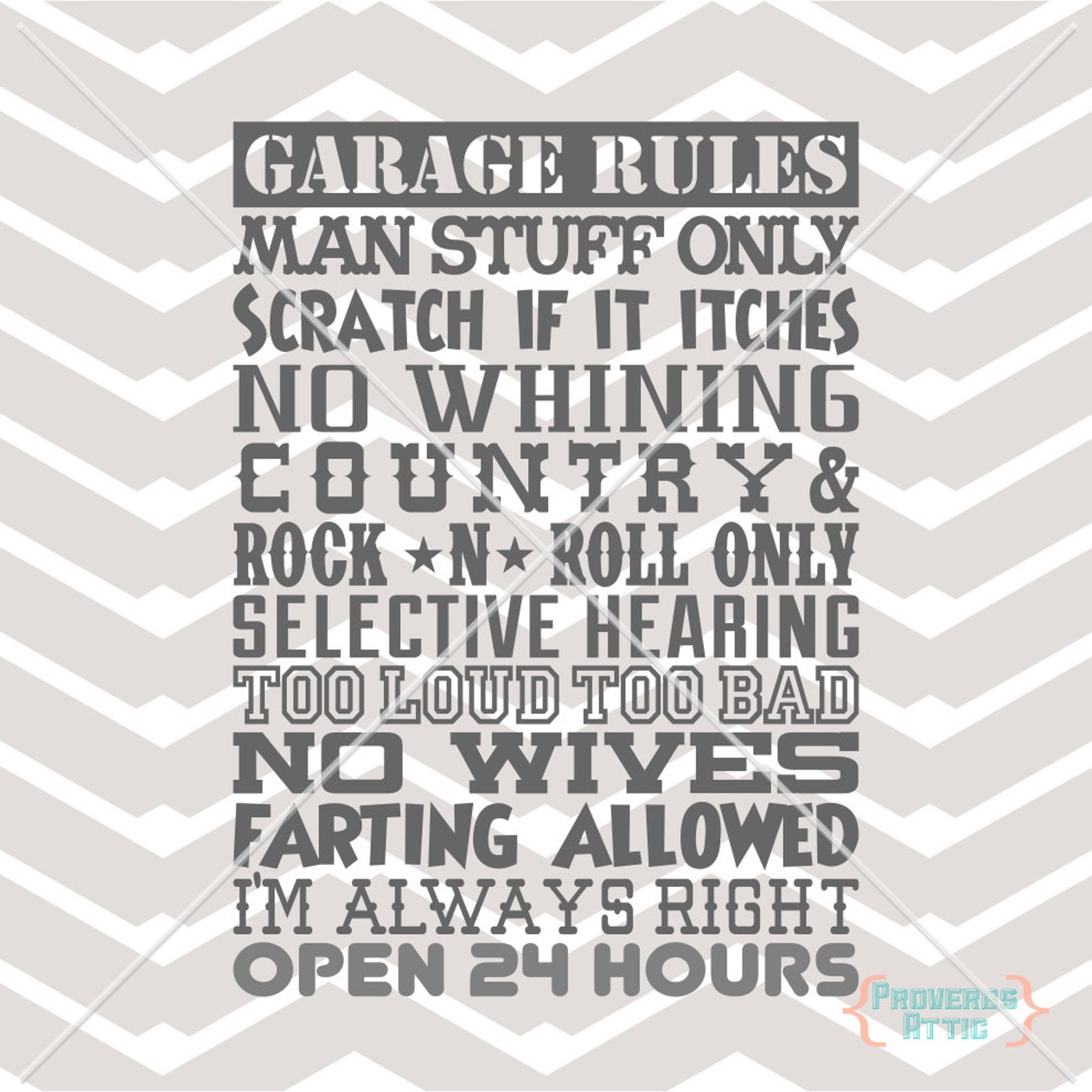 GARAGE RULES Shop Home House Man Men Door Wall Sign Vinyl Art Decal ...