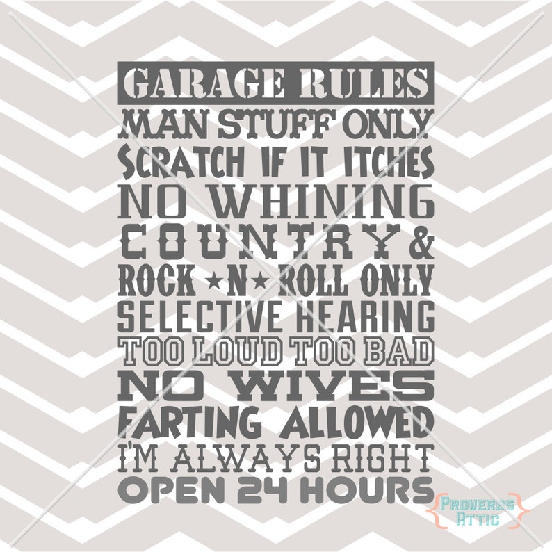GARAGE RULES Shop Home House Man Men Door Wall Sign Vinyl Art - Etsy
