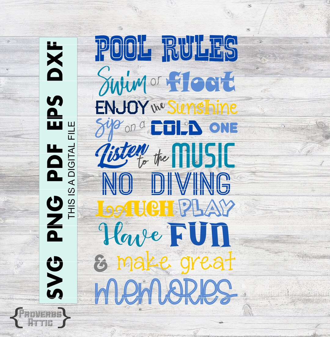 POOL RULES Patio Deck Swimming Home Vacation Rule Sign Wood Decor Vinyl ...