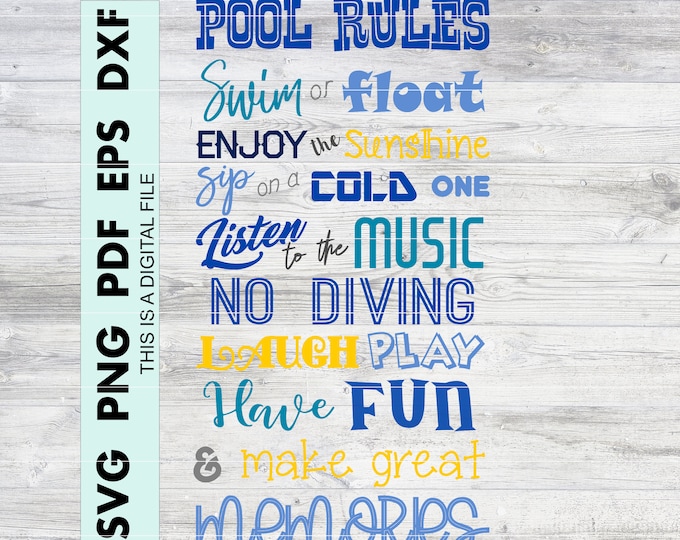 Laser SVG Cut File, Pool Rules Tiki Tower, Pool Rules, Patio Signs ...