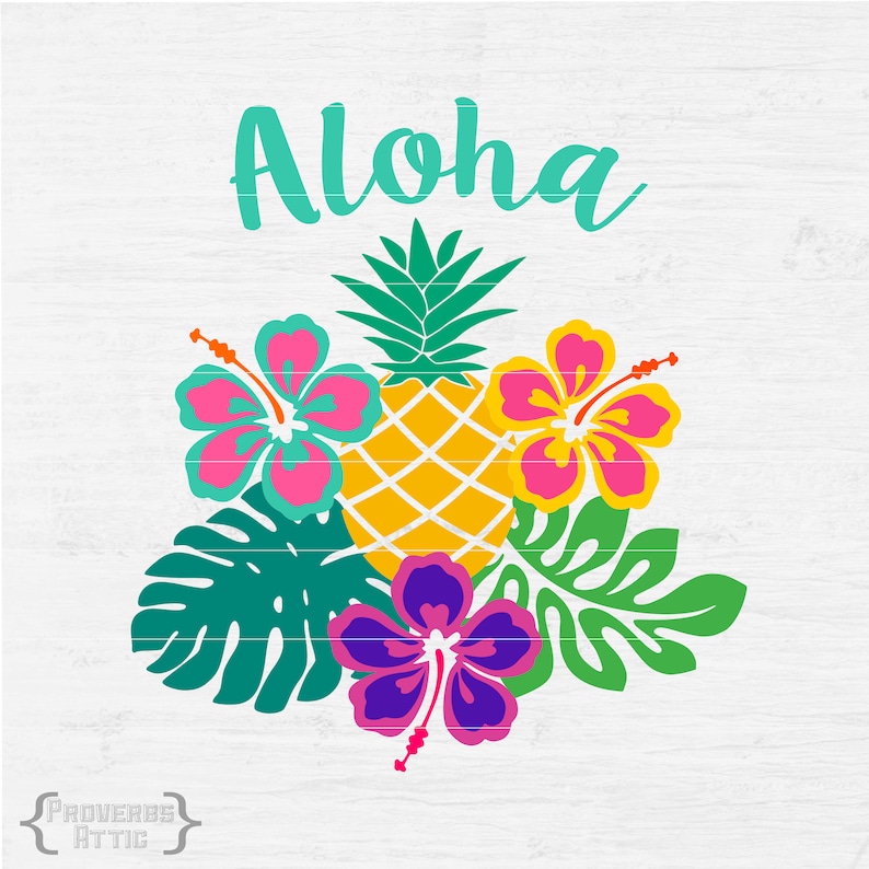 Aloha Hibiscus Flower Pineapple Digital File Instant Download - Etsy