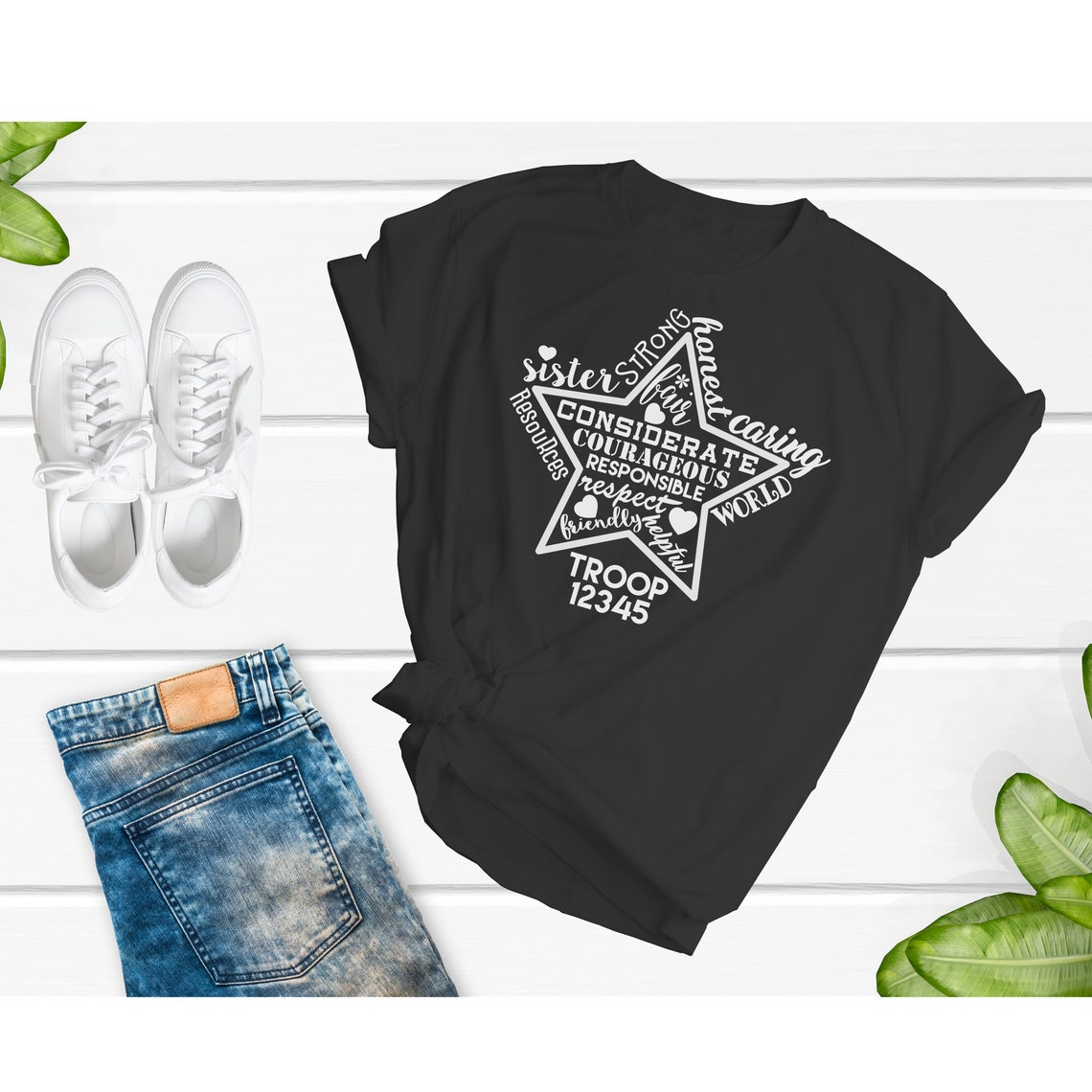 SCOUTS Girl Inspirational STAR With Custom Troop Number for Iron-on ...