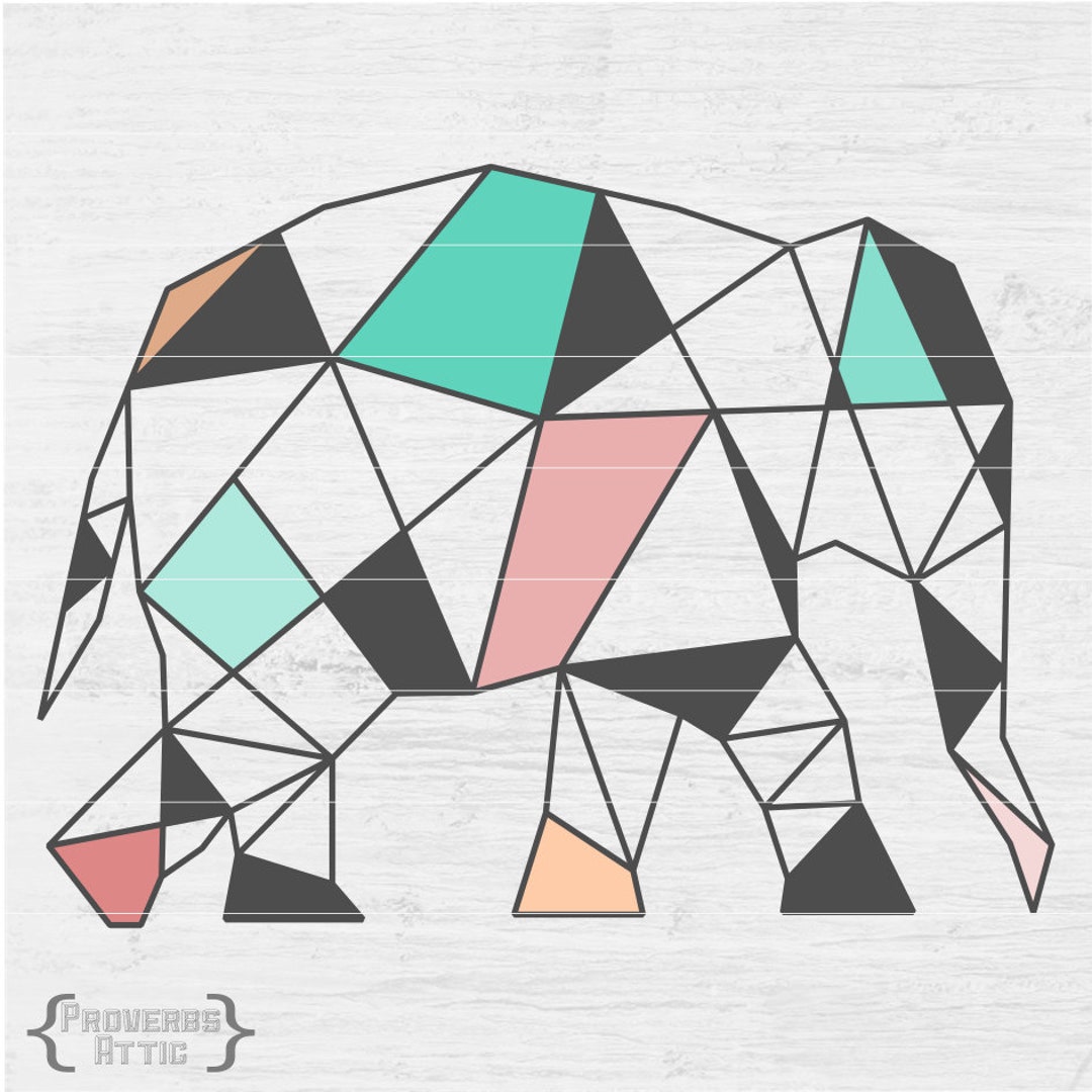 GEOMETRIC ELEPHANT Geo Shapes Kids Nursery Tshirt Decal Wall Art ...