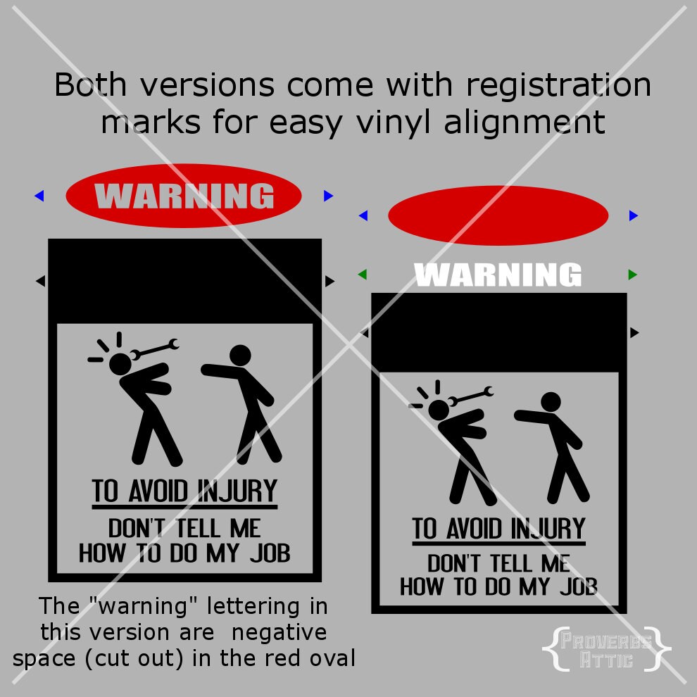 WARNING to Avoid Injury Sign Work Shop Home Garage Men Vinyl Wall ...
