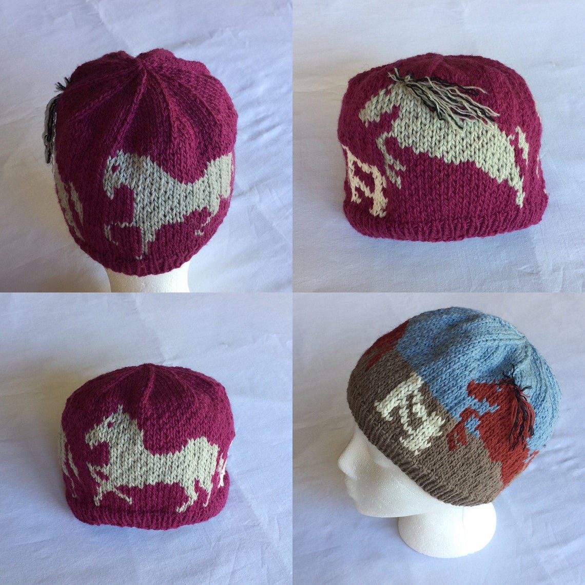 Three Horses Hat Trot Jump Run Knitting Pattern hat Also - Etsy