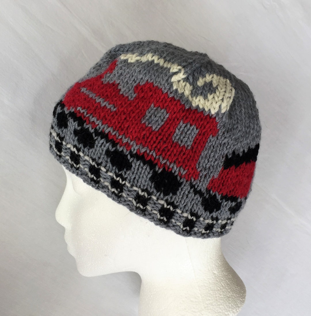 Train & Tracks Hat - Locomotive, Coal Car, Passenger Car, Caboose ...