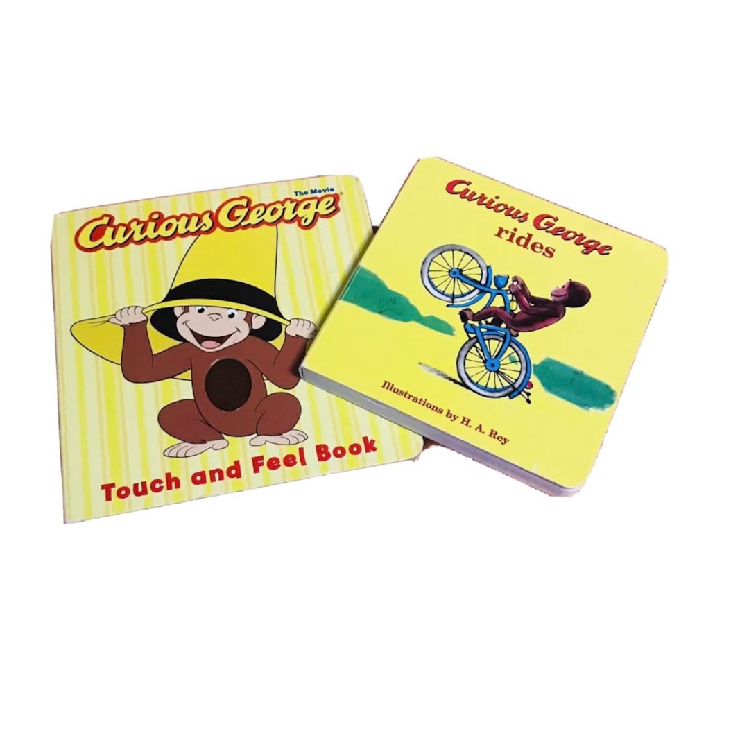 CURIOUS GEORGE Set of 2 Small Board Books Rides + Touch & Feel Vintage ...