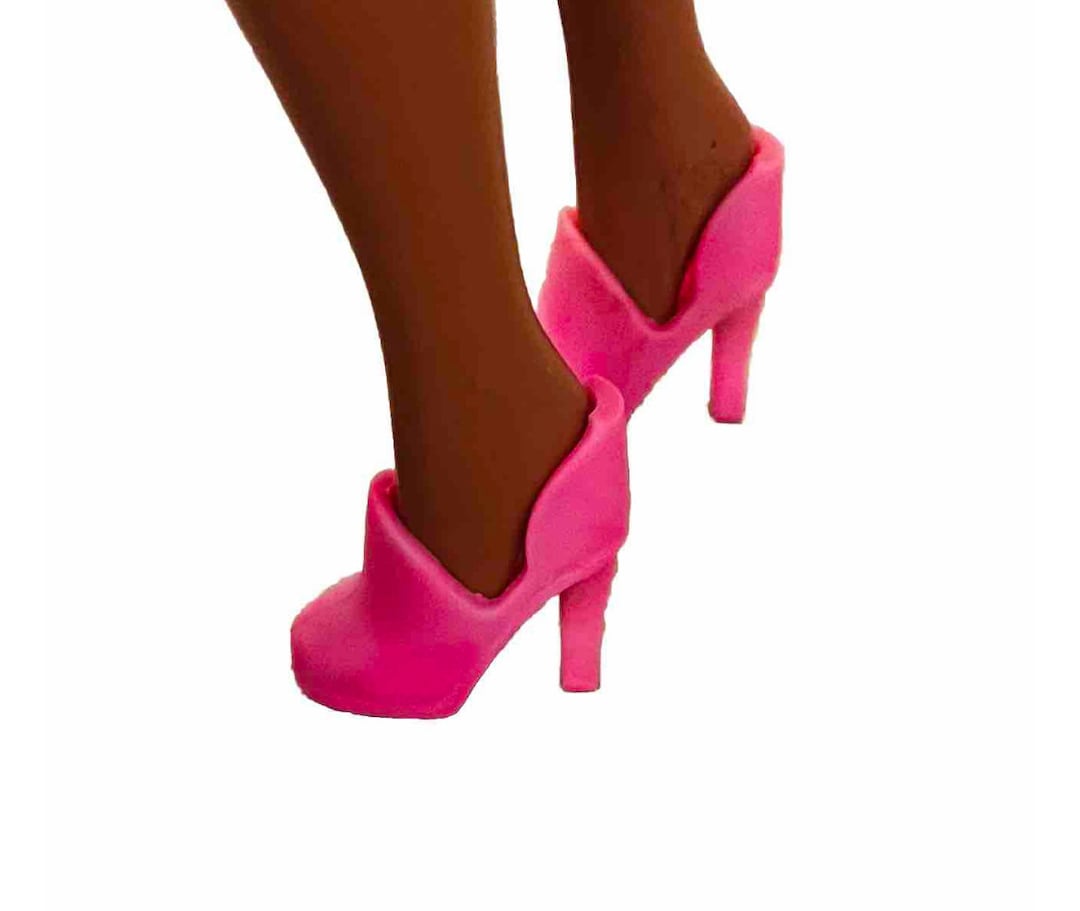 Vintage Barbie Doll Shoes Squishy Pink Mules High Heel 1970s Faded - Etsy