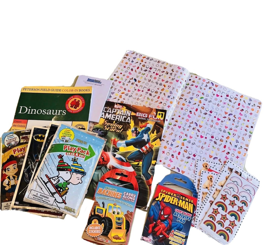 Activity Coloring Books Sticker Sheets Huge Lot Kids Craft Travel Packs ...