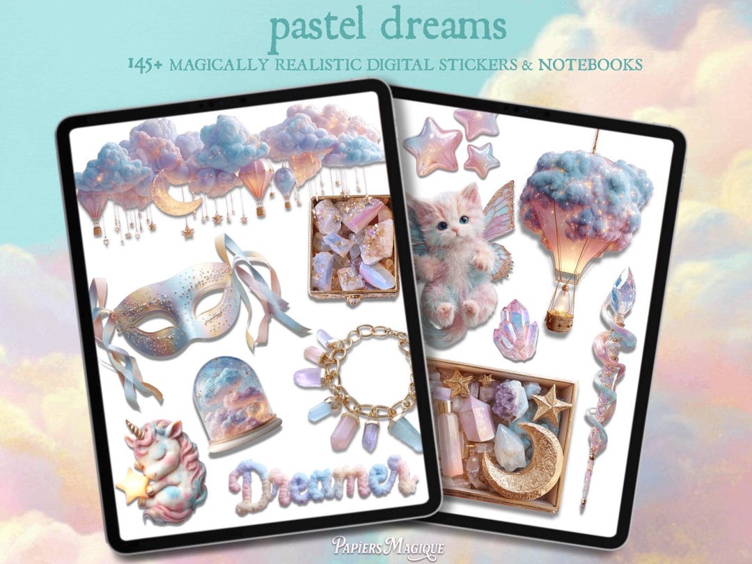Realistic Digital Stickers Set | Pastel Dreams | Digital Stickers ...